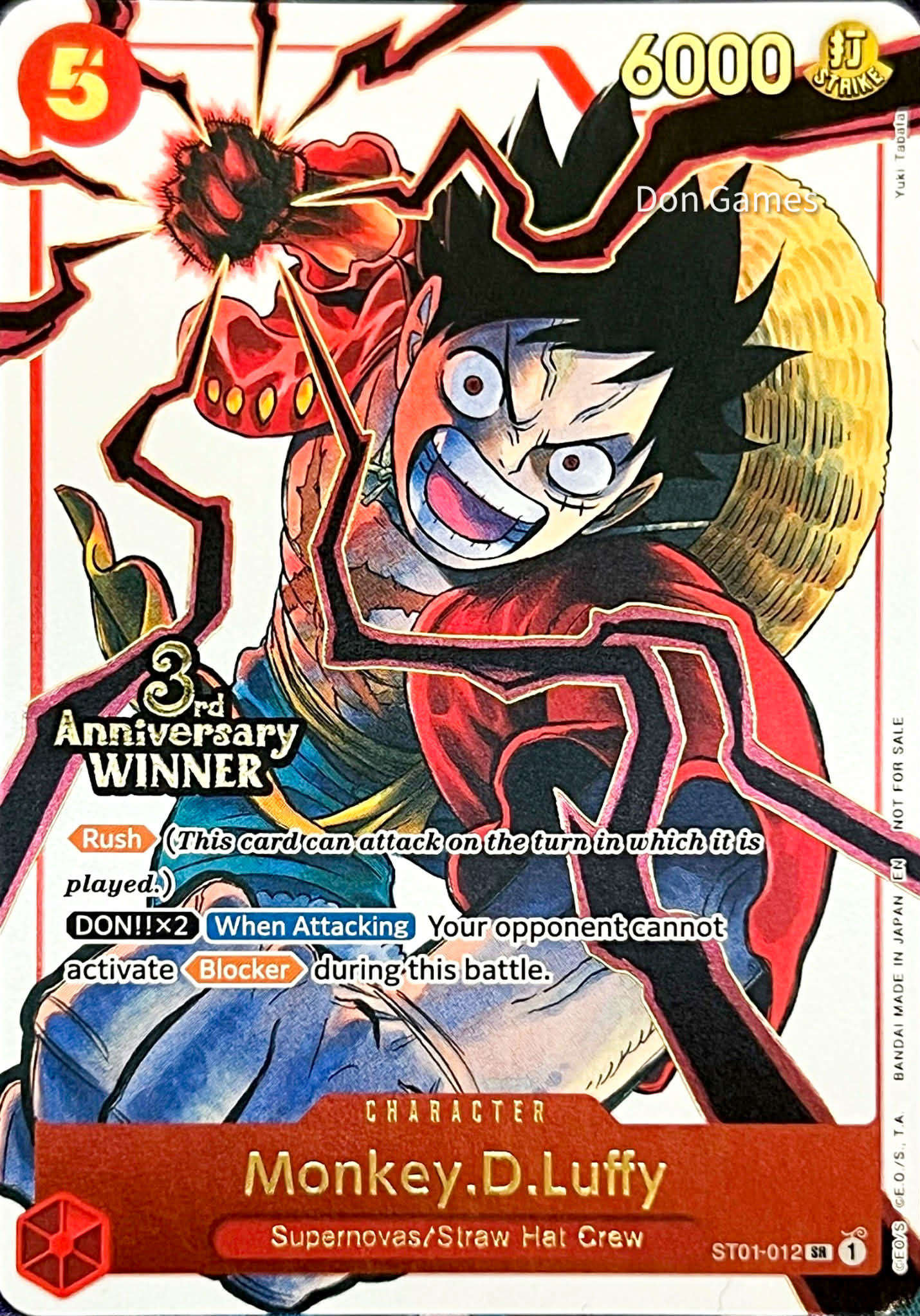 ST01-012 Monkey. D. Luffy Character Card 3rd Anniversary Winner Promo ...