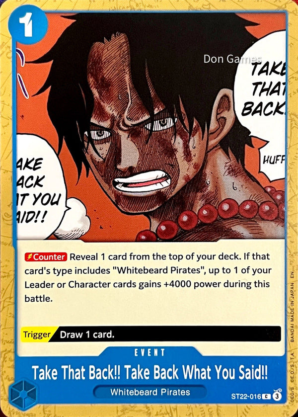 ST22-016 Take That Back!! Take Back What You Said!! Event Card – Don Games