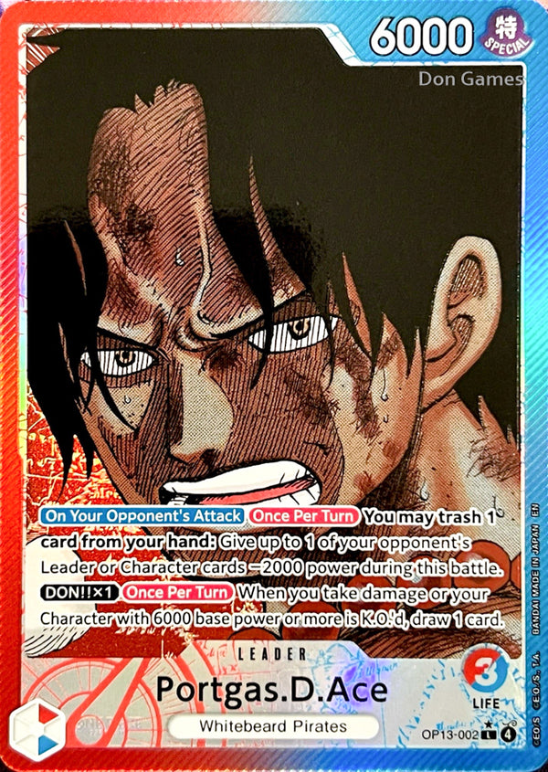 OP13-002 Portgas. D. Ace Leader Card Alternate Art – Don Games