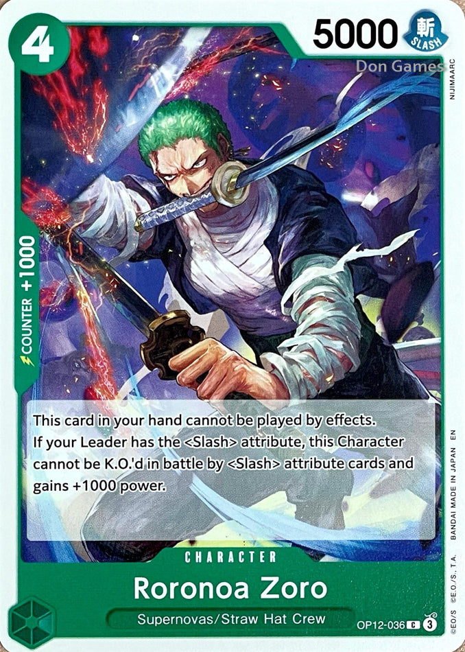 OP12-036 Roronoa Zoro Character Card – Don Games